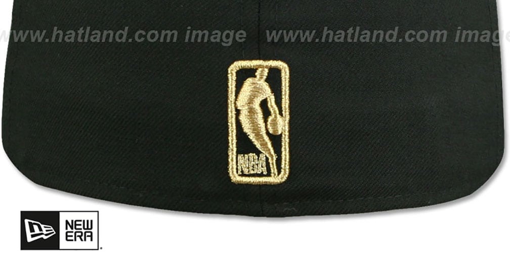Los Angeles Lakers GOLD METAL-BADGE Black Fitted Hat