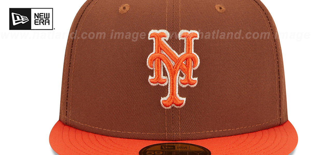 New York Mets HARVEST SIDE-PATCH Brown-Orange Fitted Hat