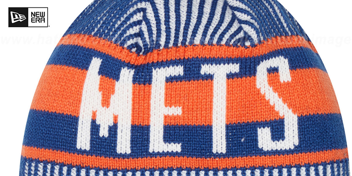 New York Mets STRIPED Knit Beanie Hat by New Era