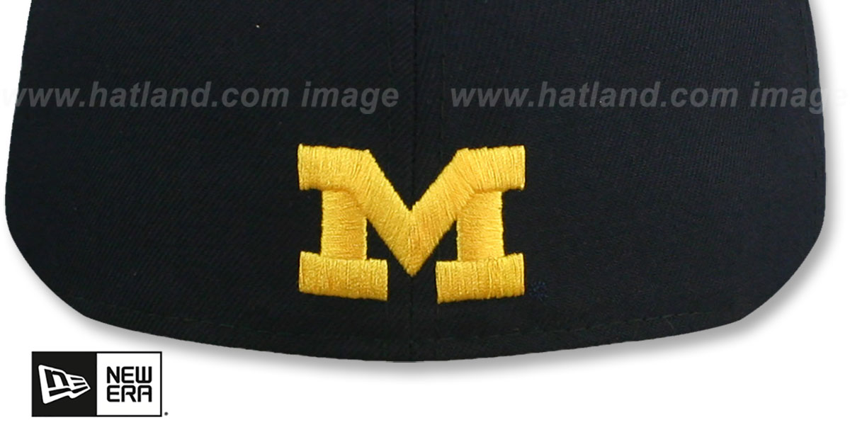 Michigan NCAA TEAM-SCRIPT Navy Fitted Hat by New Era