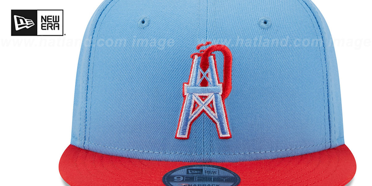 Houston Oilers NFL LIGATURE SNAPBACK Sky-Red Hat by New Era