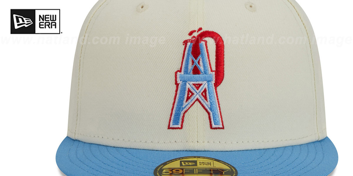 Houston Oilers NFL LIGATURE White-Sky Fitted Hat by New Era