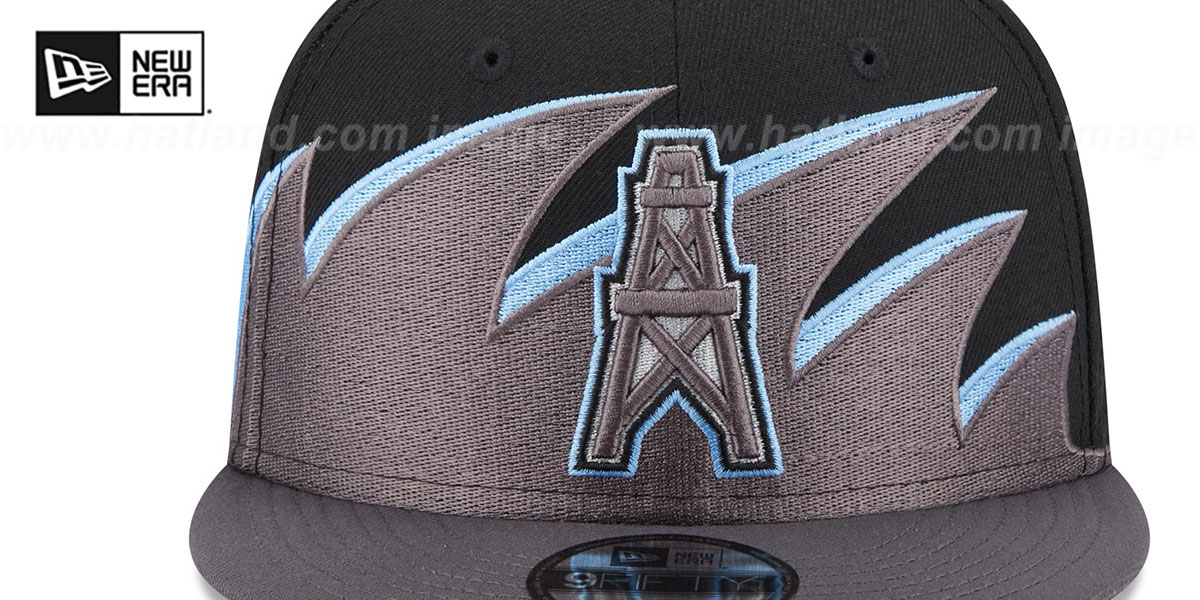 Houston Oilers NFL THROWBACK TIDAL WAVE SNAPBACK Black-Charcoal H