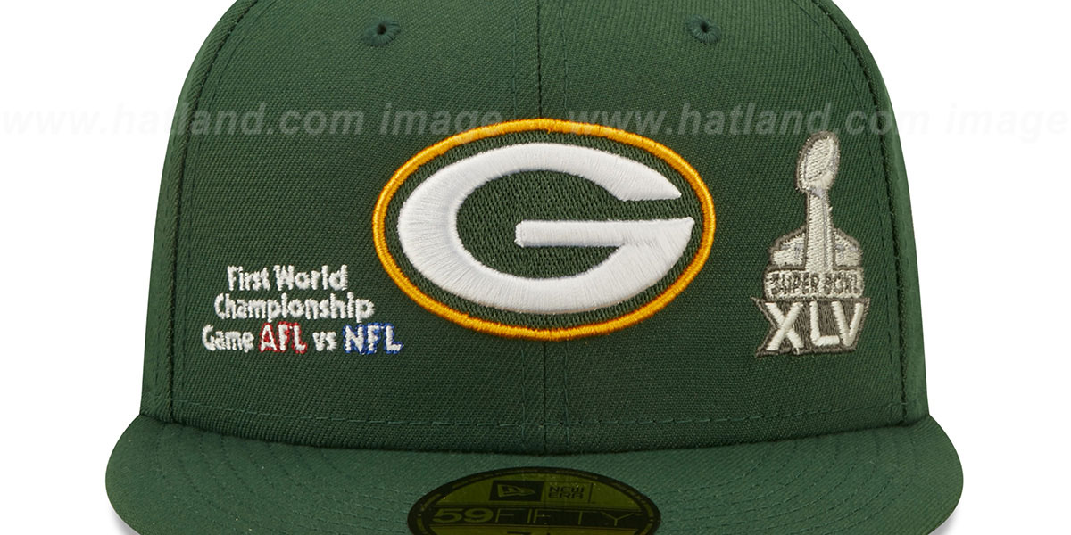 Green Bay Packers HISTORIC CHAMPIONS Green Fitted Hat