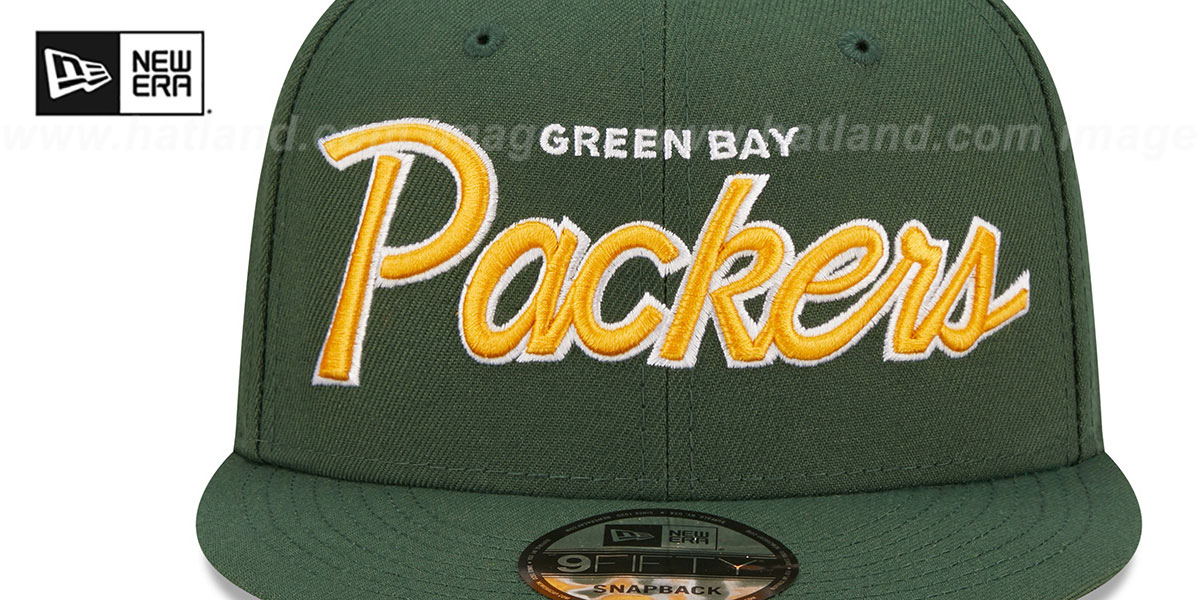 Green Bay Packers SCRIPT-UP SNAPBACK Green Hat by New Era
