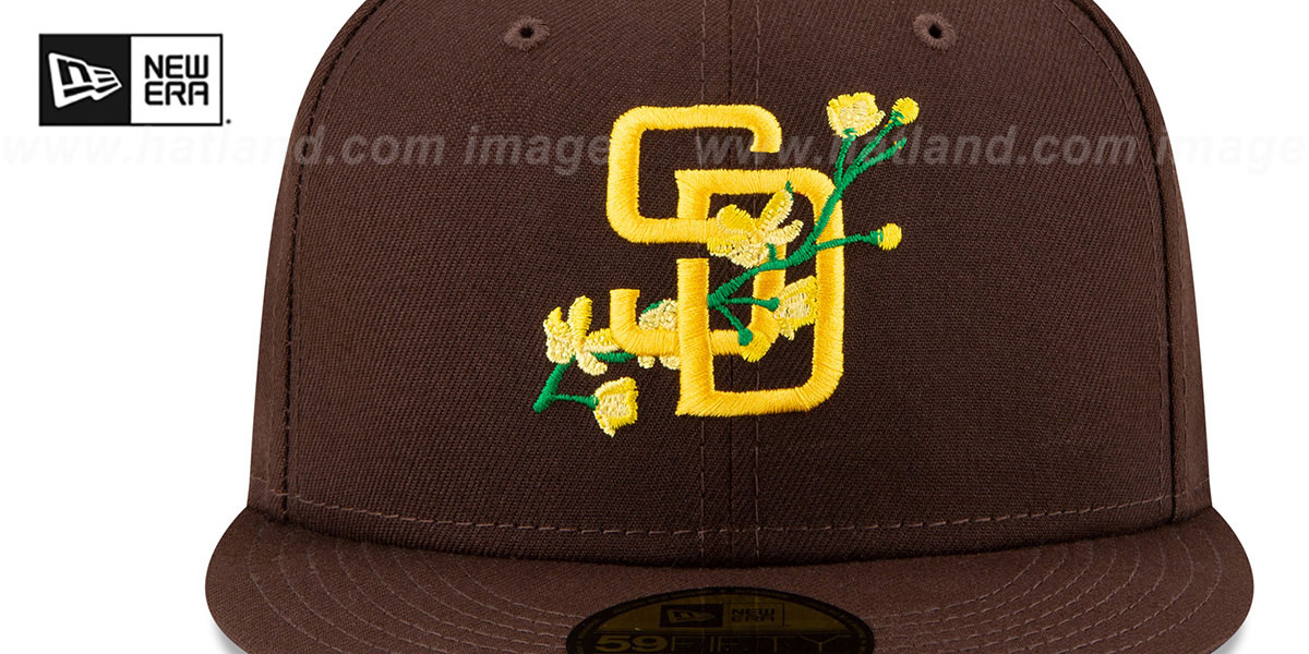 San Diego Padres LOGO BLOOM SIDE-PATCH Brown-Yellow Fitted Hat