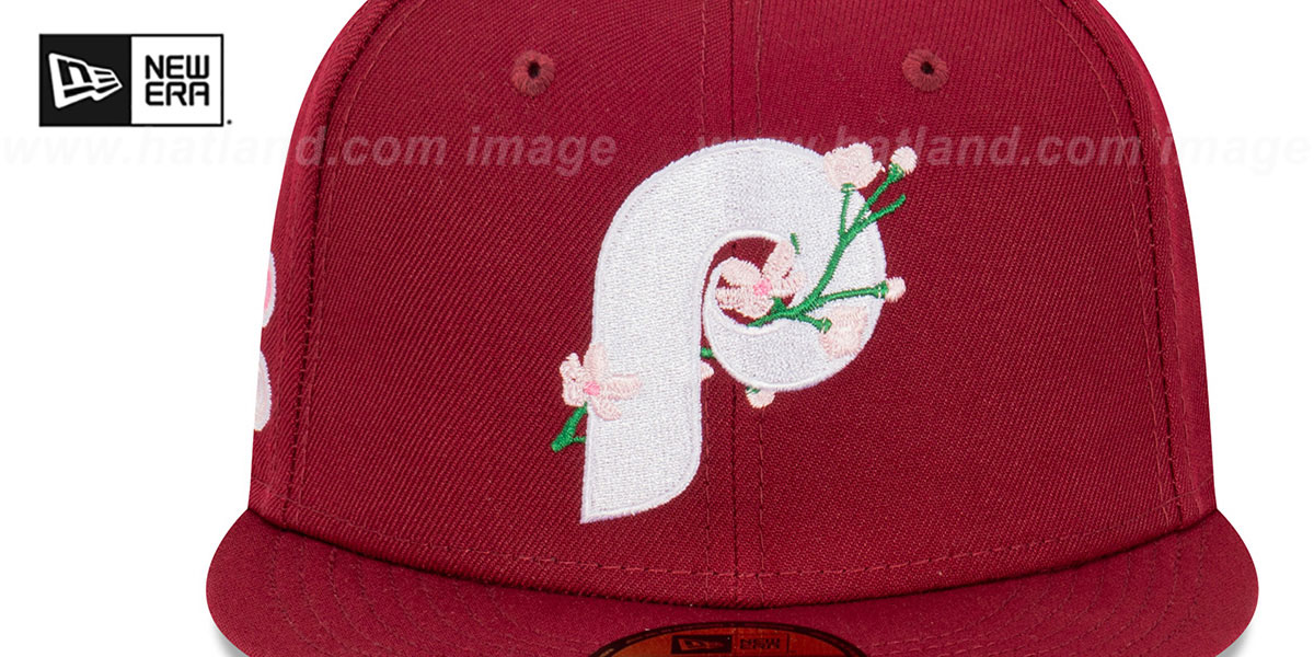 Philadelphia Phillies LOGO BLOOM SIDE-PATCH Burgundy-Pink Fitted