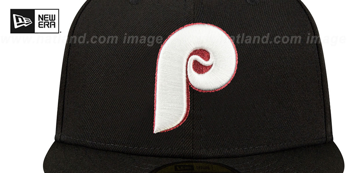 Philadelphia Phillies METALLIC LOGO SIDE-PATCH Black Fitted Hat