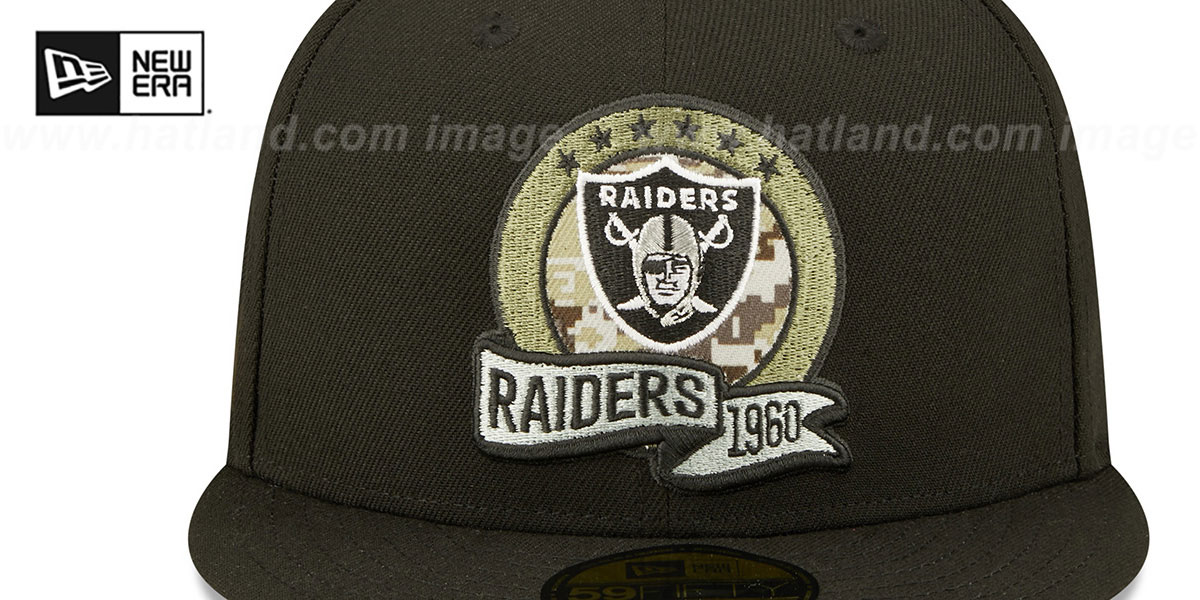 Las Vegas Raiders 2022 SALUTE-TO-SERVICE Black Fitted Hat