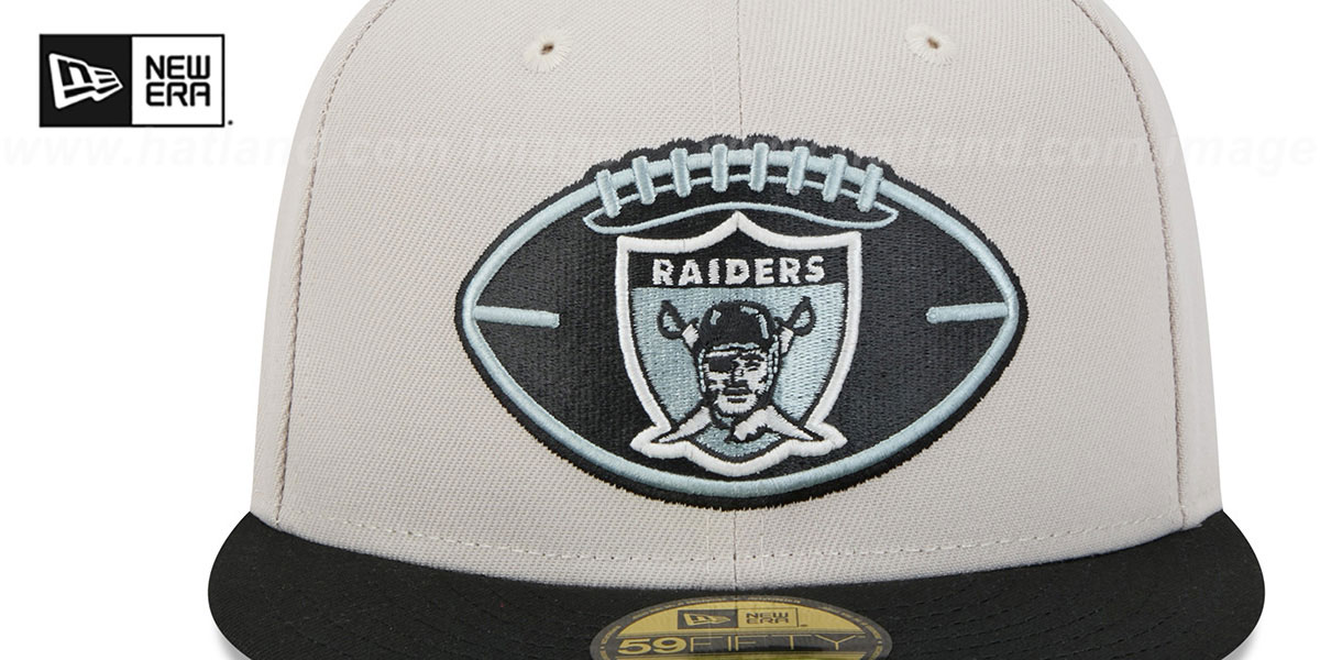 Oakland Raiders 2024 HISTORIC SIDELINE Stone-Black Fitted Hat