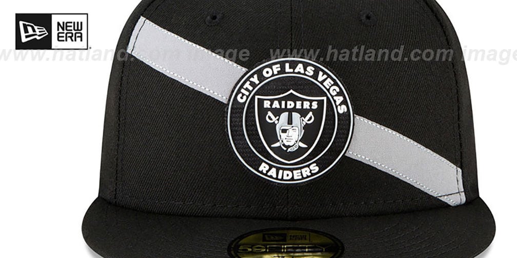 Las Vegas Raiders ANGLED STRIPE Black Fitted Hat by New Era