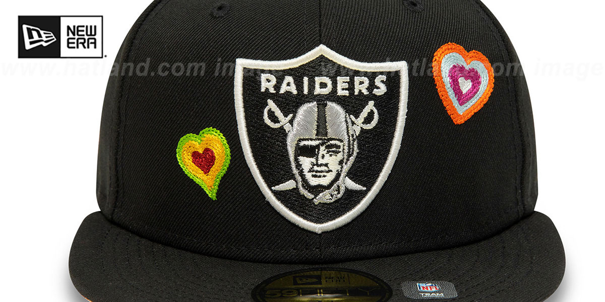 Las Vegas Raiders CHAIN STITCH HEARTS Black Fitted Hat