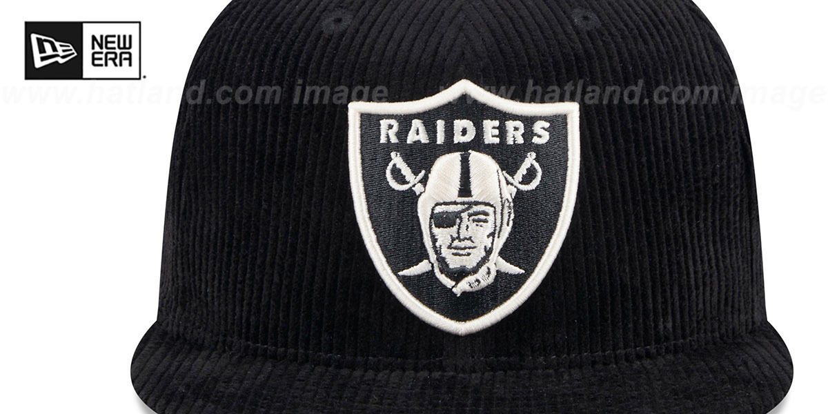 Las Vegas Raiders LETTERMAN PIN CORDUROY Black Fitted Hat
