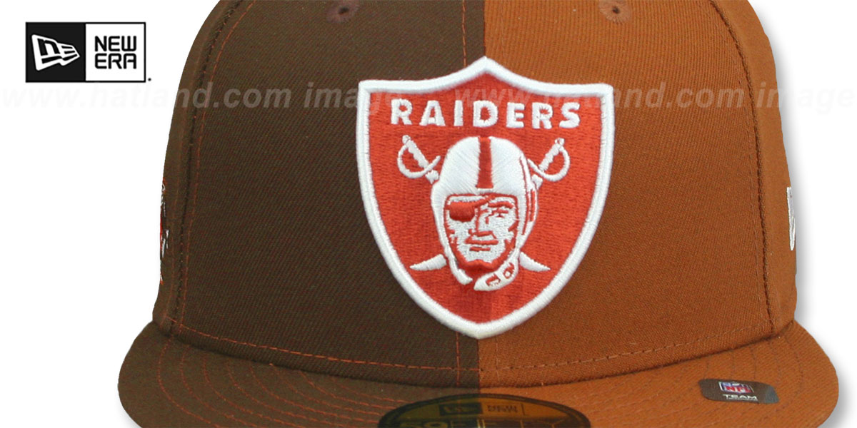 Las Vegas Raiders SB XVIII SPLIT SIDE-PATCH Brown-Wheat Fitted Ha