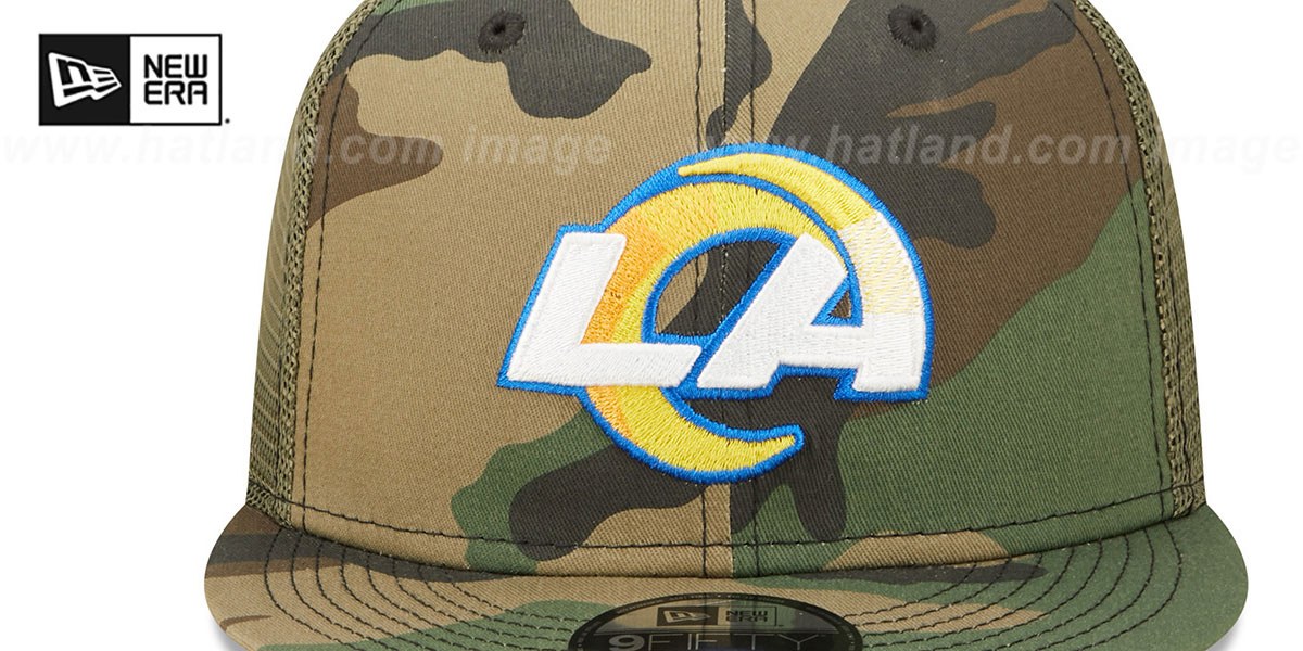 Los Angeles Rams ARMY CAMO TRUCKER Hat by New Era