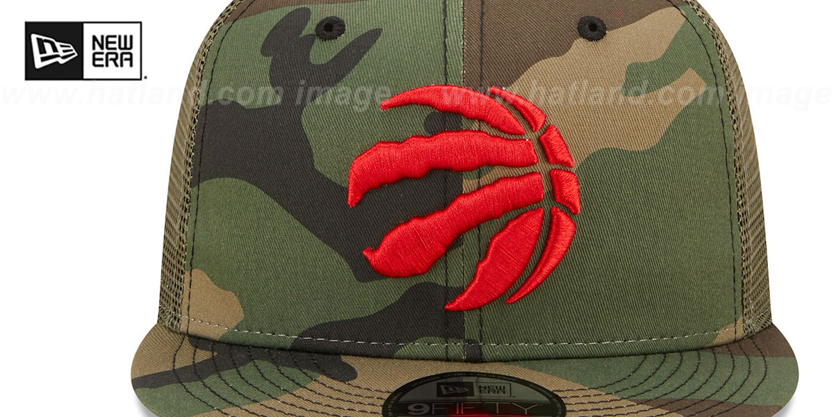Toronto Raptors ARMY CAMO TRUCKER Hat by New Era
