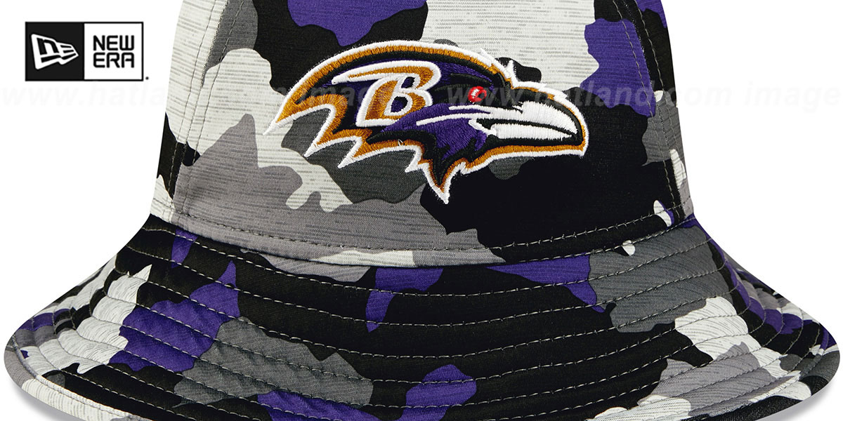 Baltimore Ravens 2022 CAMO NFL TRAINING CAMP BUCKET Hat