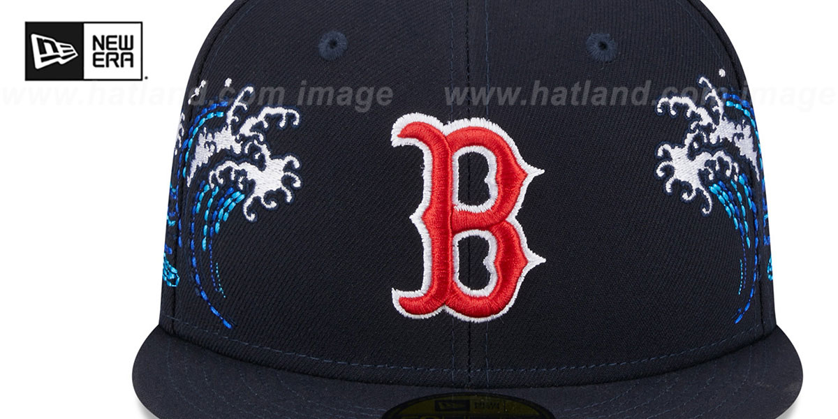 Boston Red Sox TONAL WAVE Navy Fitted Hat by New Era