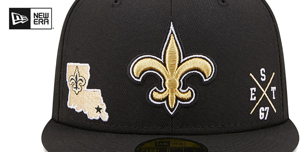 New Orleans Saints MULTI-AROUND Black Fitted Hat by New Era
