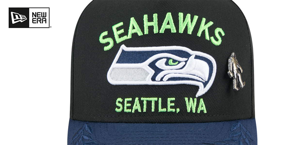 Seattle Seahawks 2025 NFL DRAFT ONSTAGE A-FRAME Black-Navy Fitted