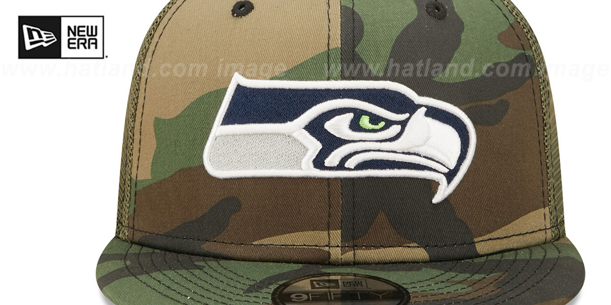 Seattle Seahawks ARMY CAMO TRUCKER Hat by New Era