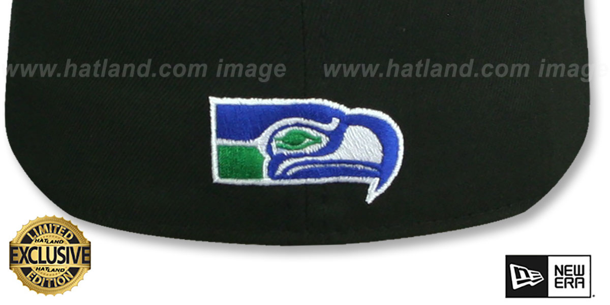 Seattle Seahawks THROWBACK NFL SHIELD-BASIC Black-Green Fitted Ha