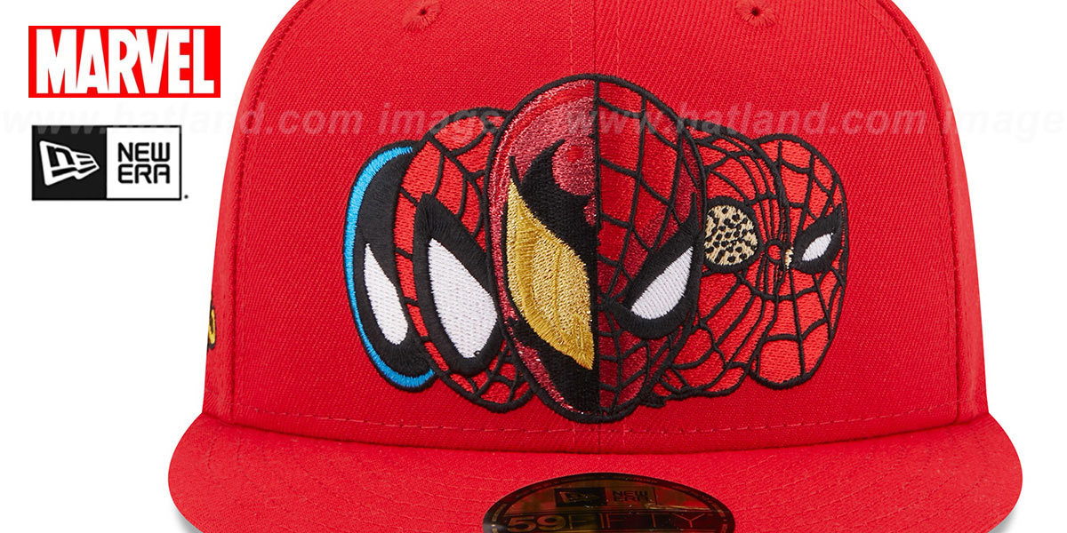 Spiderman SPIDERVERSE FACES Red Fitted Hat by New Era