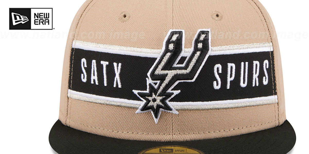San Antonio Spurs 2024 NBA DRAFT Camel-Black Fitted Hat