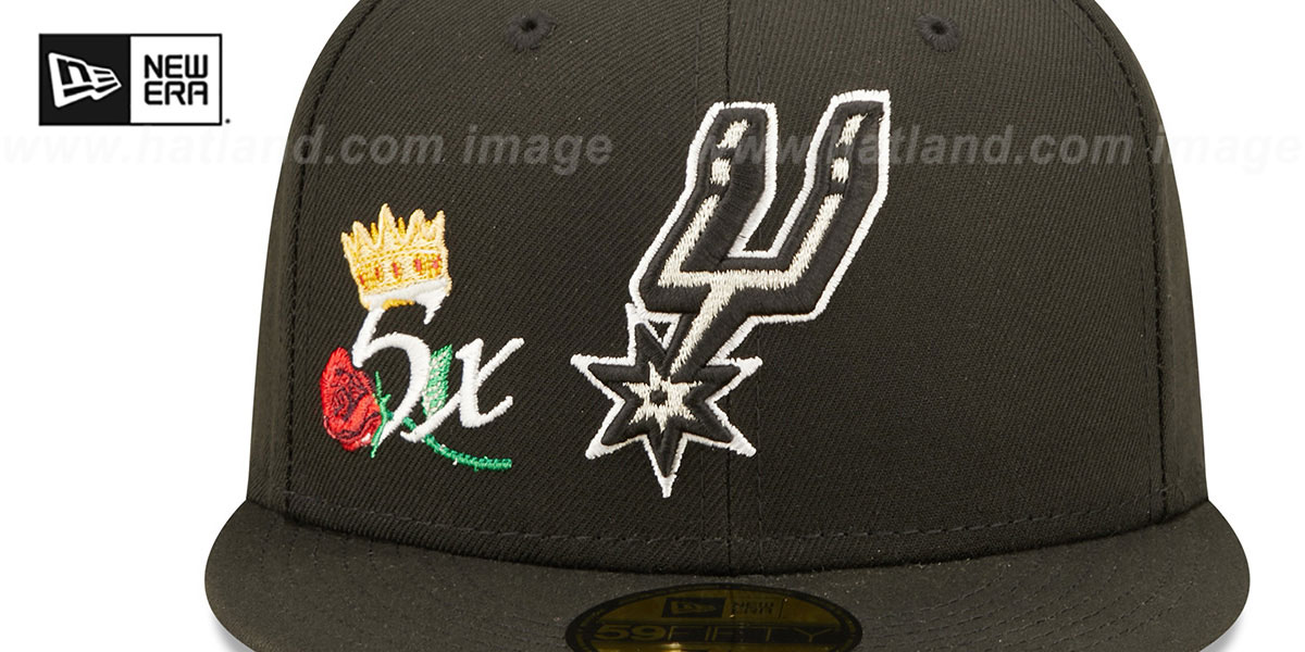 San Antonio Spurs CROWN CHAMPS Black Fitted Hat by New Era