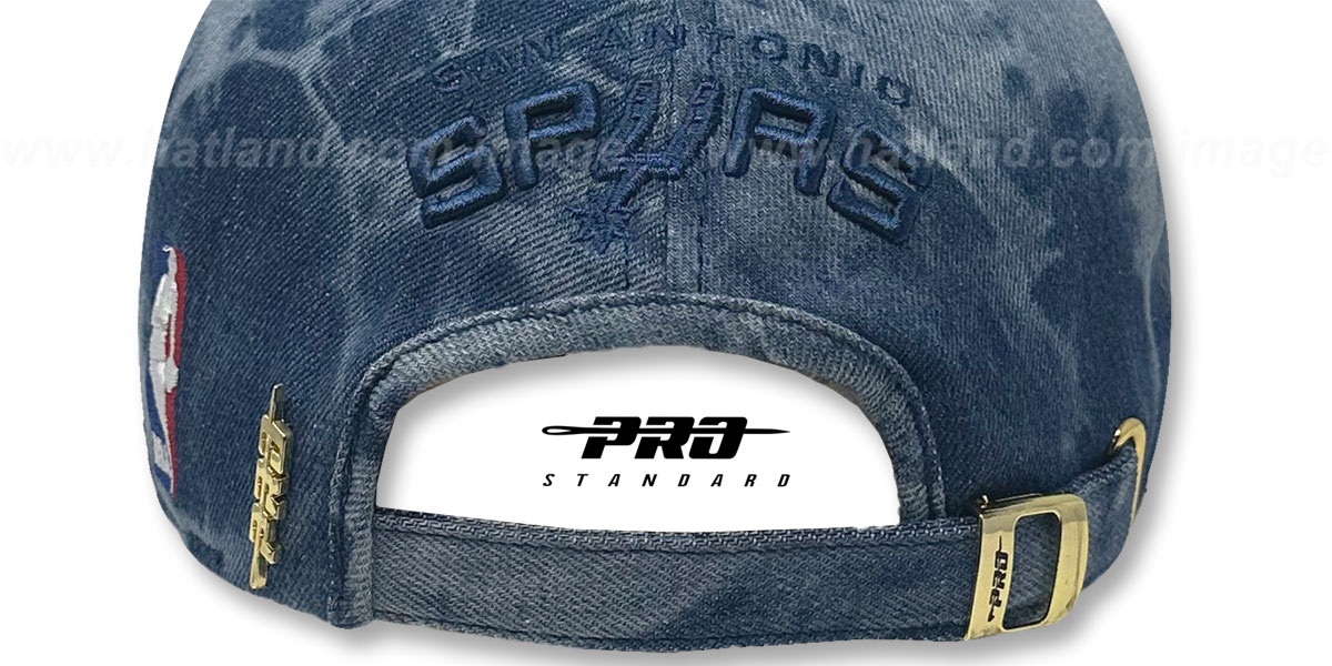 San Antonio Spurs GOLD METAL BADGE STRAPBACK Denim-Black Hat