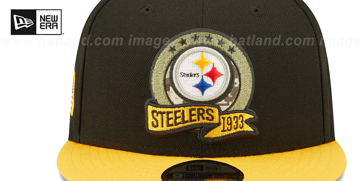 Pittsburgh Steelers 2022 SALUTE-TO-SERVICE SNAPBACK Black-Gold Ha