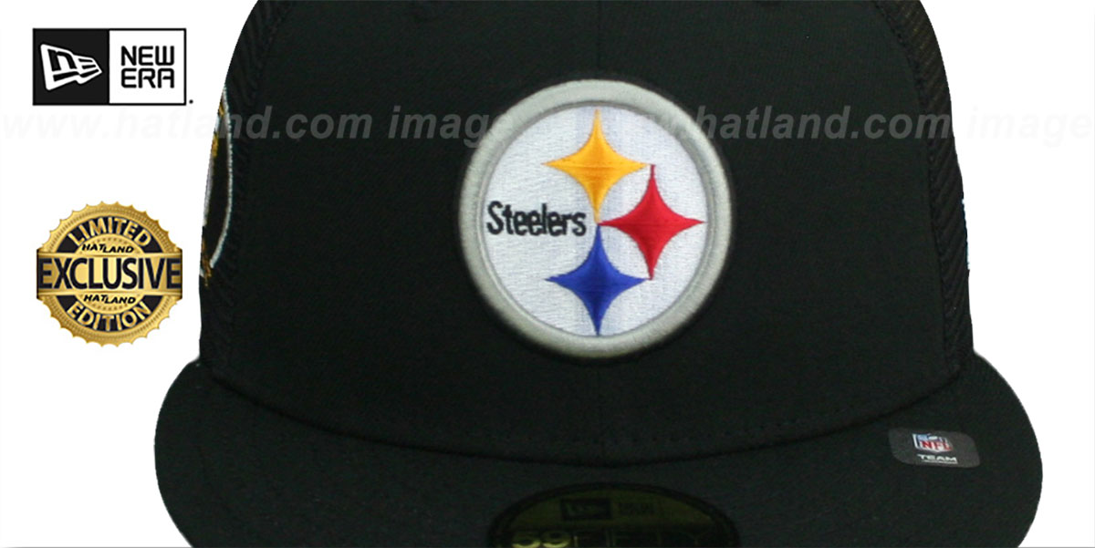 Pittsburgh Steelers 75TH MESH-BACK SIDE-PATCH Black-Black Fitted