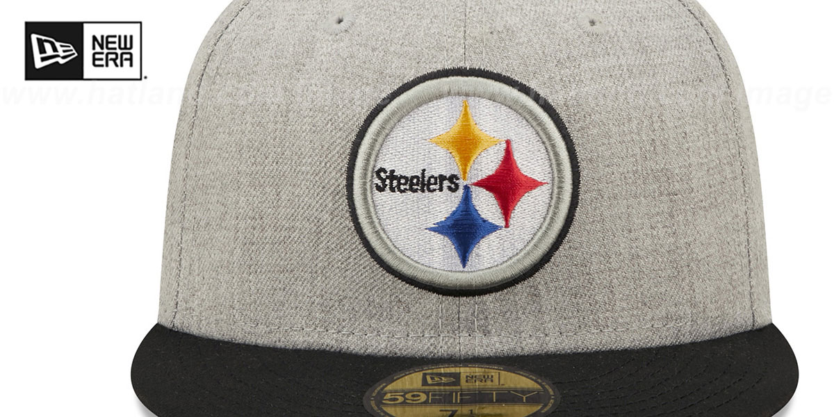 Pittsburgh Steelers EST HEATHER SIDE-PATCH Grey-Black Fitted Hat