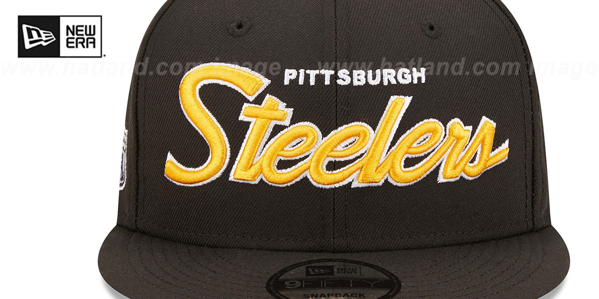 Pittsburgh Steelers SCRIPT-UP SNAPBACK Black Hat by New Era
