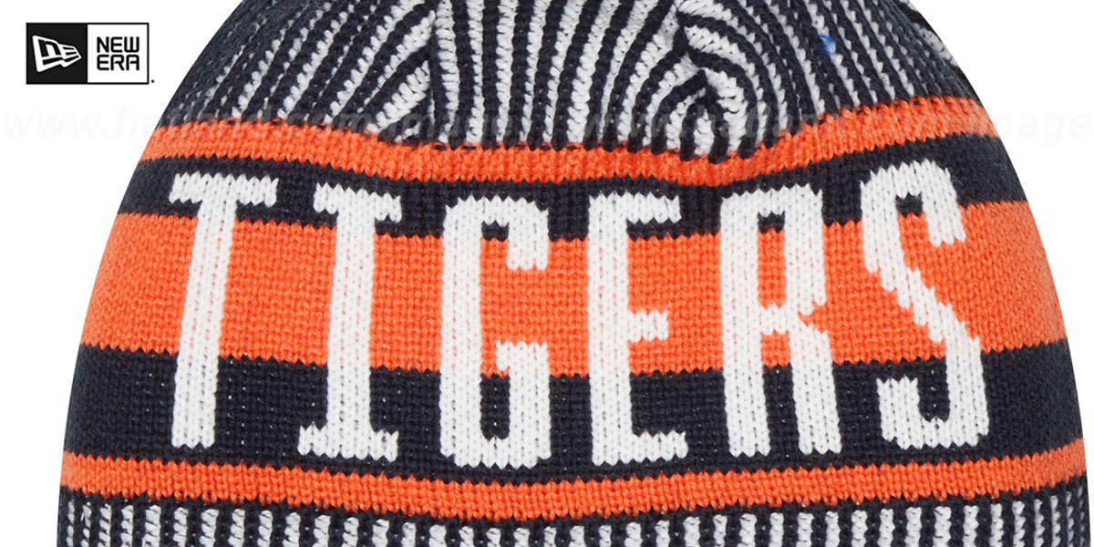 Detroit Tigers STRIPED Knit Beanie Hat by New Era
