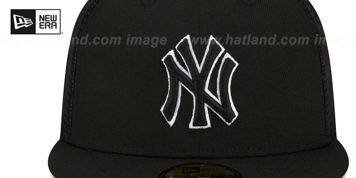 New York Yankees BATTING PRACTICE TRUCKER Black-White Fitted Hat