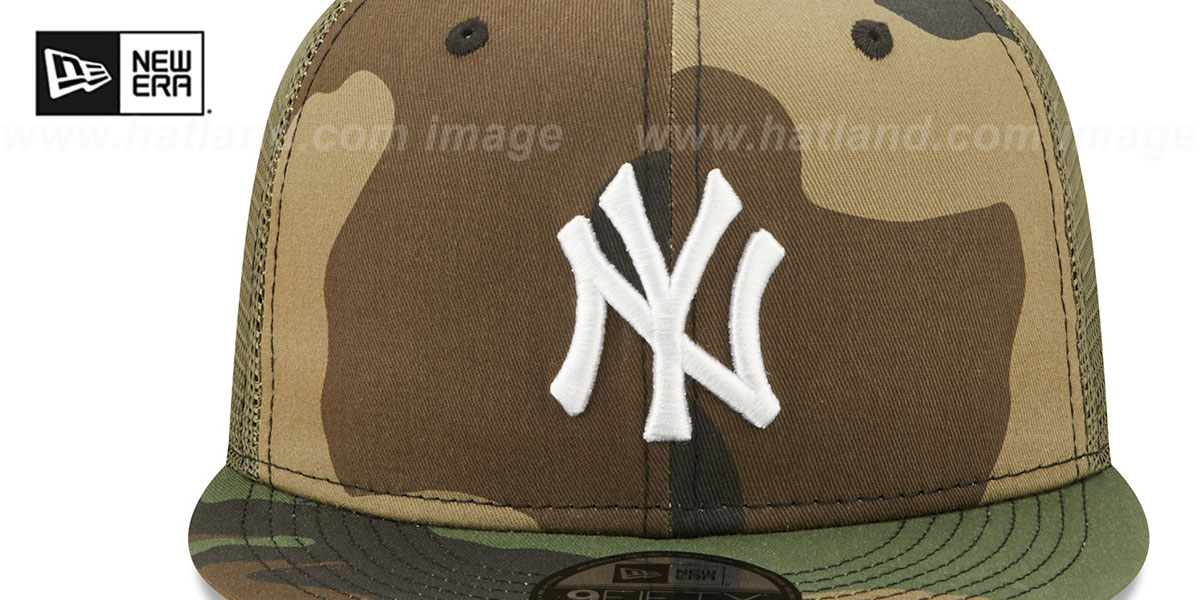 New York Yankees ARMY CAMO TRUCKER Woodland-Olive Hat