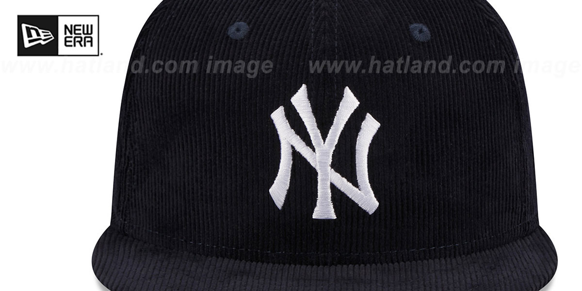 New York Yankees OLD SCHOOL CORDUROY SIDE-PATCH Navy Fitted Hat