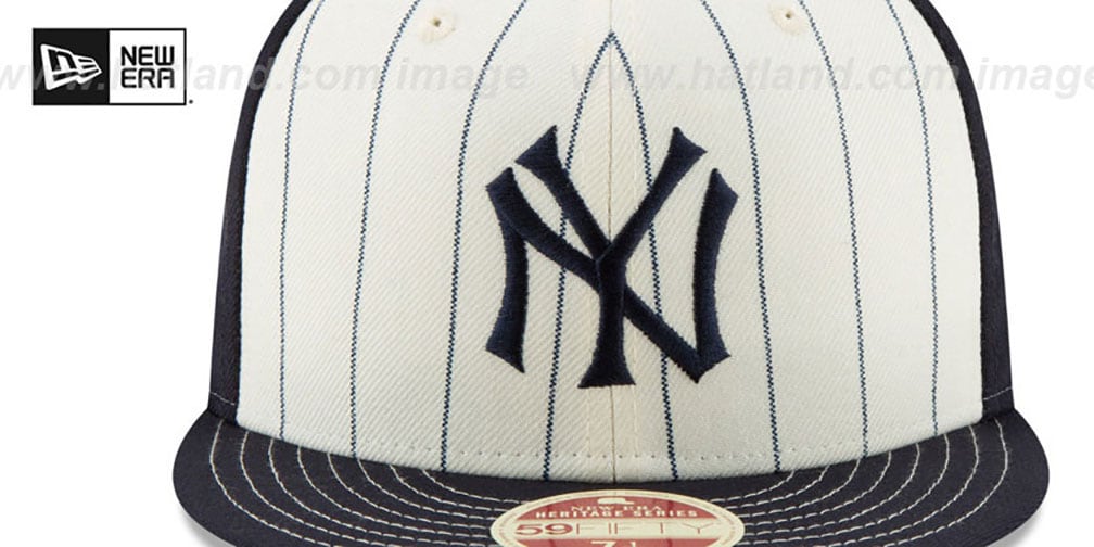 New York Yankees VINTAGE-STRIPE White-Navy Fitted Hat