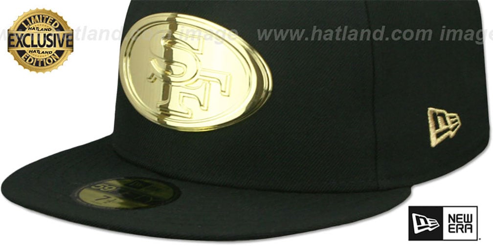 San Francisco 49ers GOLD METAL-BADGE Black Fitted Hat