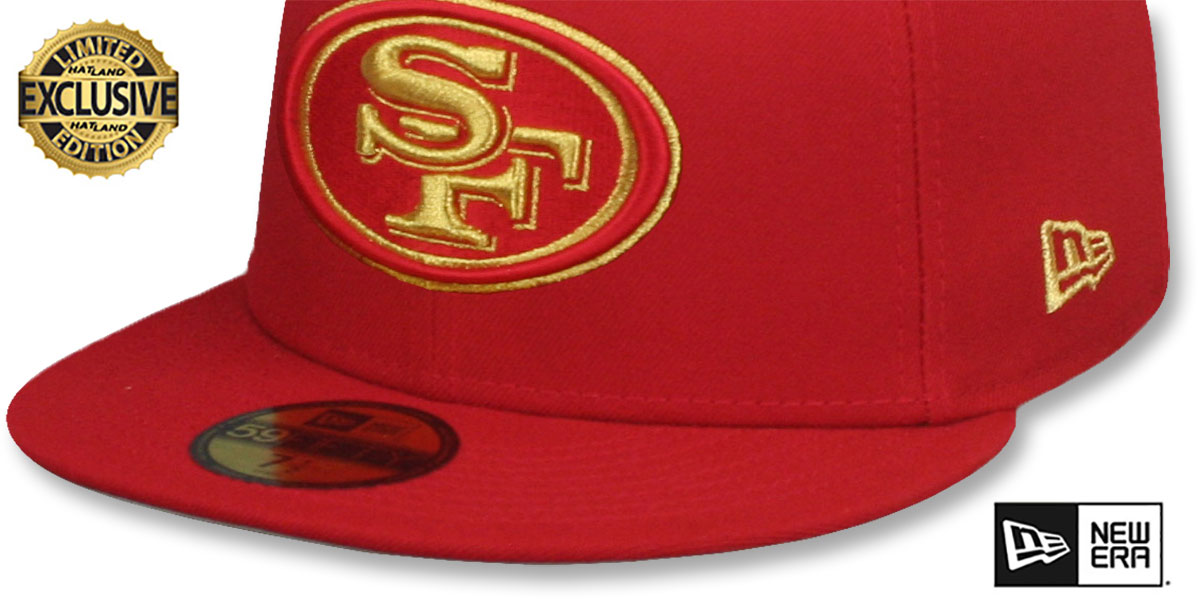 San Francisco 49ers GOLD-METALLIC Red Fitted Hat by New Era