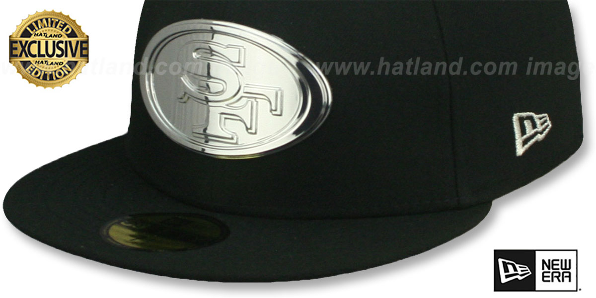 San Francisco 49ers SILVER METAL-BADGE Black Fitted Hat