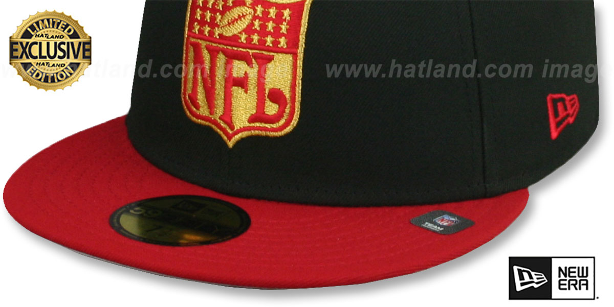 San Francisco 49ers THROWBACK NFL SHIELD-BASIC Black-Red Fitted H