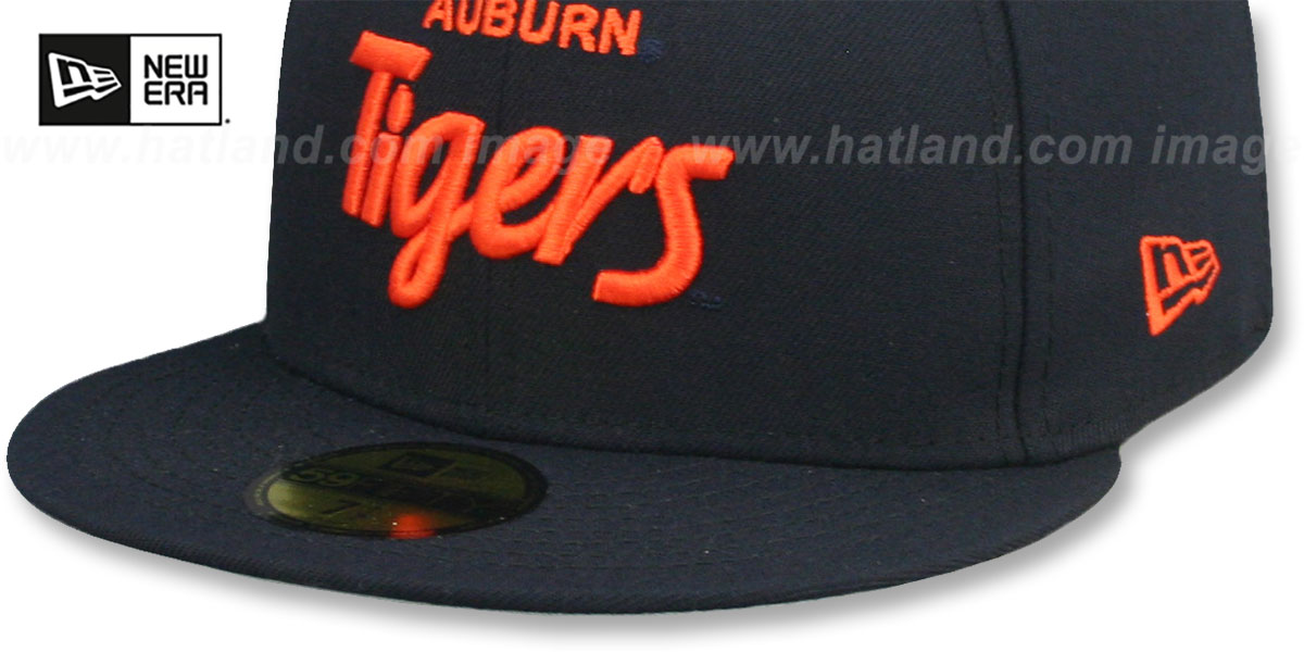 Auburn NCAA TEAM-SCRIPT Navy Fitted Hat by New Era