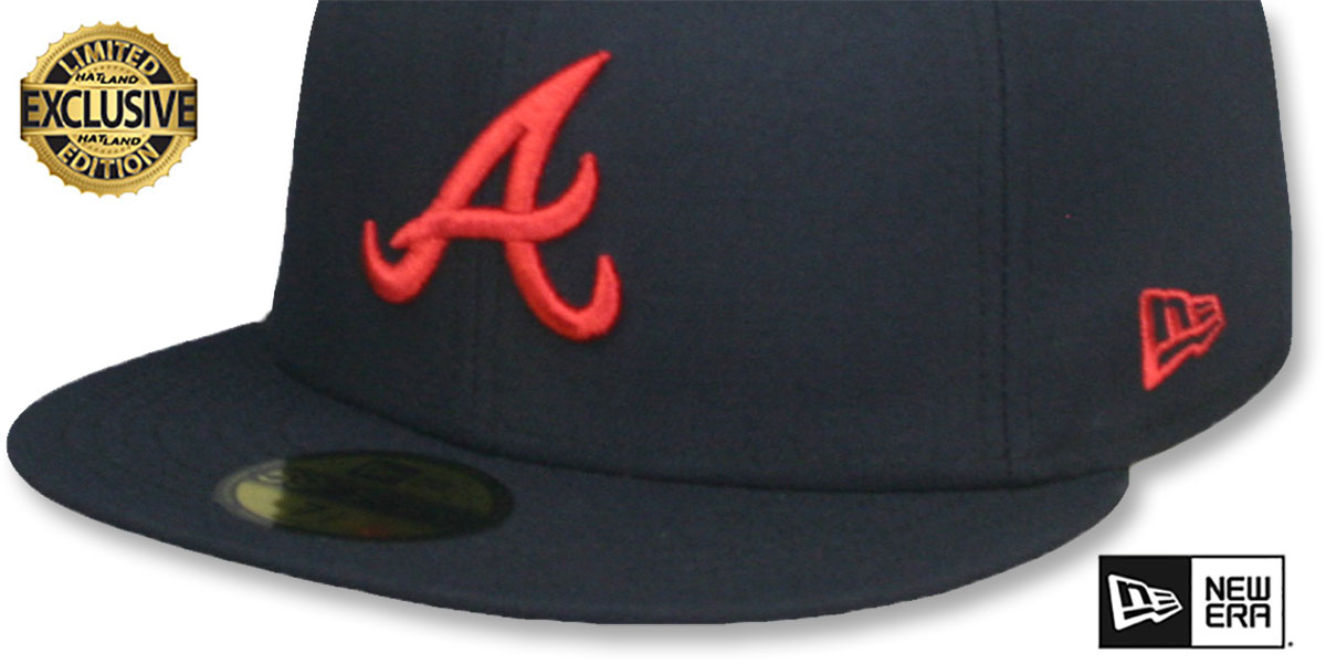 Atlanta Braves RED-METALLIC Navy Fitted Hat by New Era