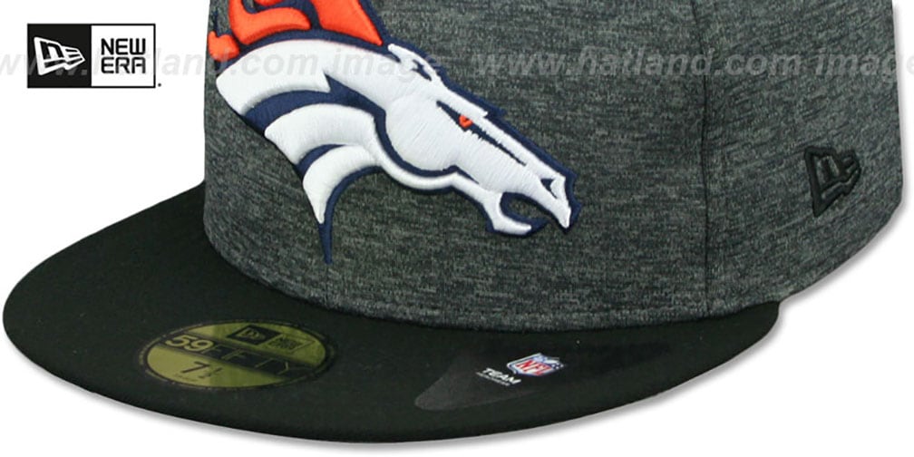 Denver Broncos HEATHER-HUGE Grey-Black Fitted Hat by New Era