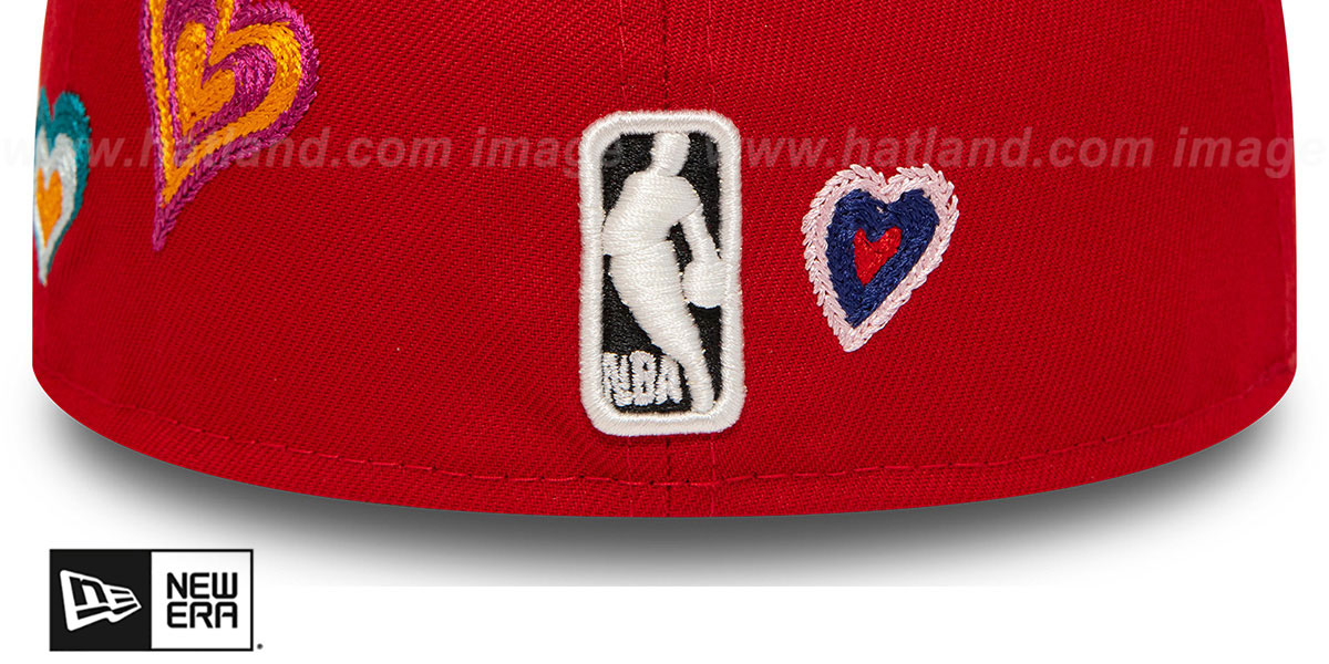 Chicago Bulls CHAIN STITCH HEARTS Red Fitted Hat by New Era