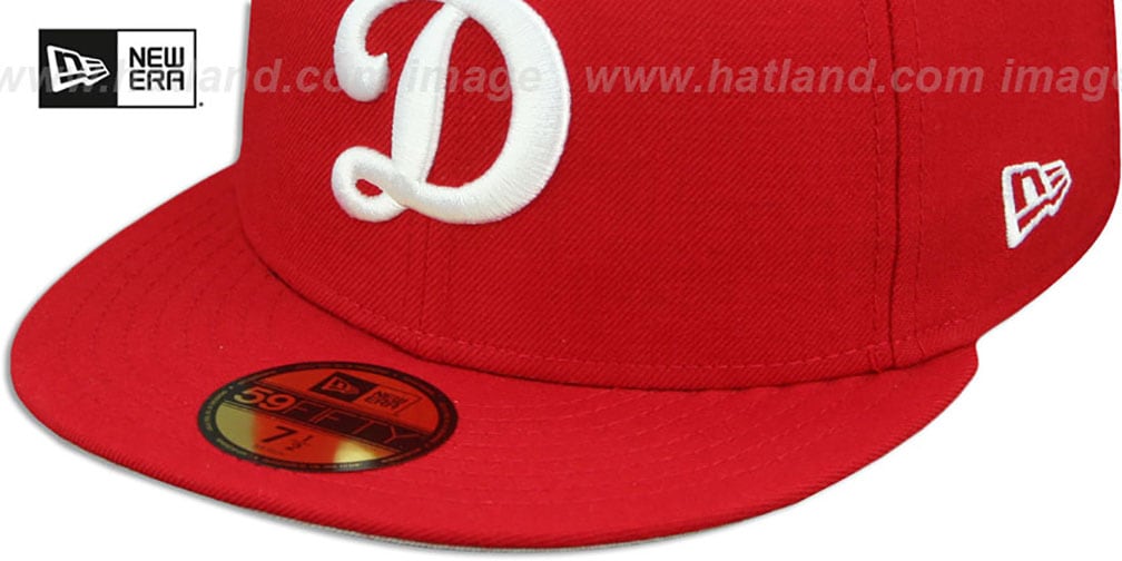 Dodgers D TEAM-BASIC Red-White Fitted Hat by New Era
