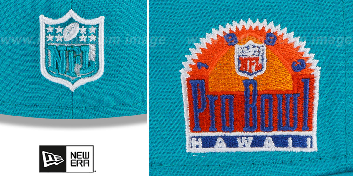 Miami Dolphins 1993 PRO BOWL SIDE-PATCH Aqua Fitted Hat