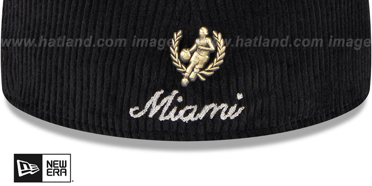 Miami Heat LETTERMAN PIN CORDUROY Black Fitted Hat